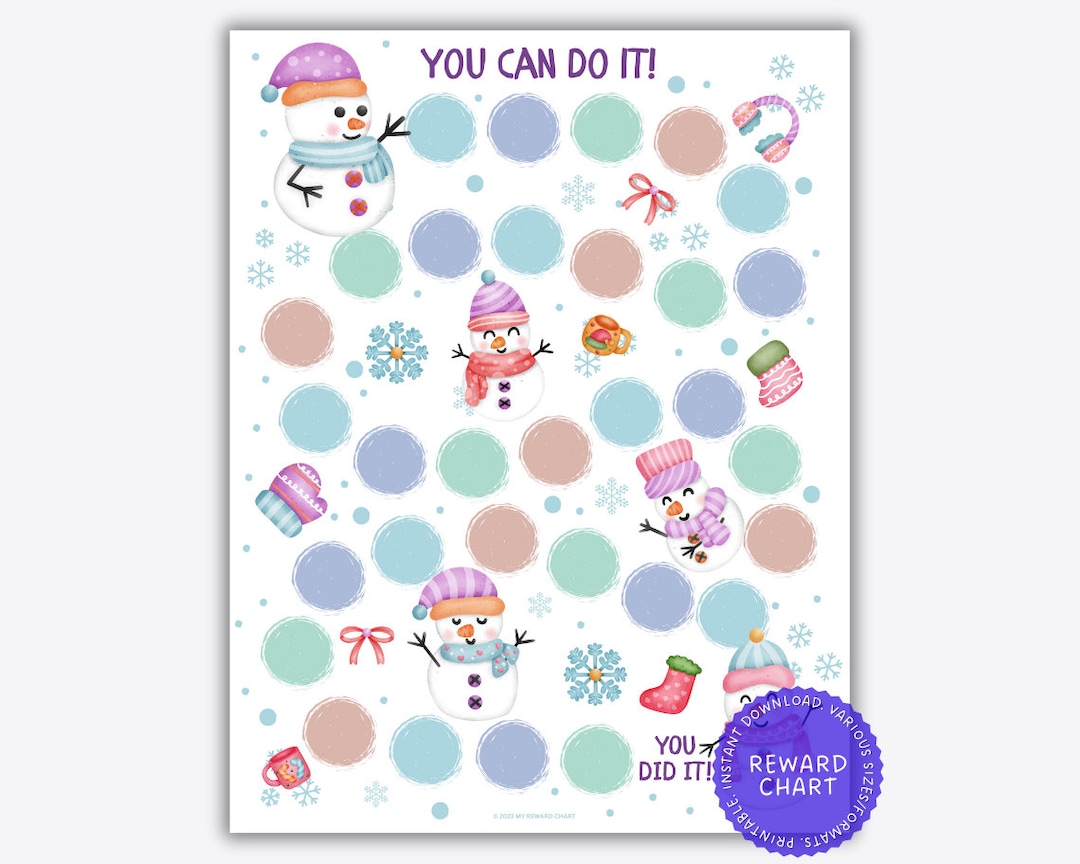 Printable Snowman Reward Chart: Christmas Potty Training (digital ...