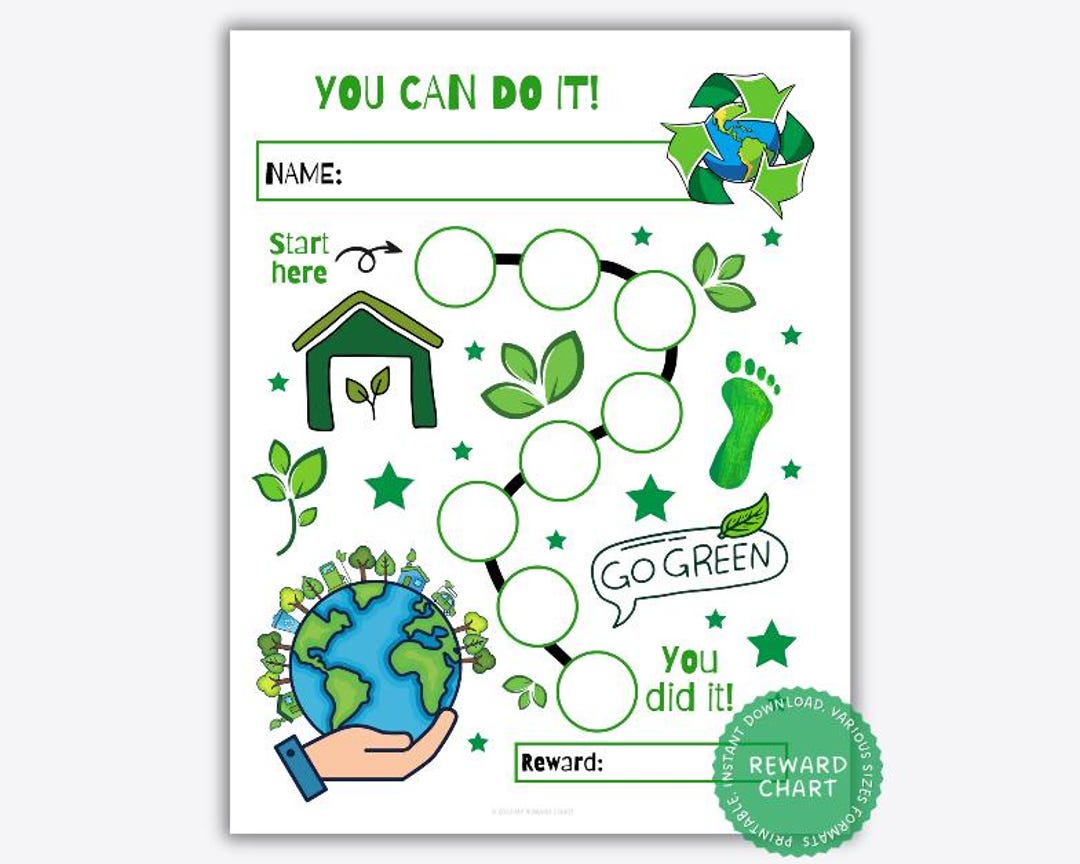 Recycle Reward Chart: Kids Eco Habit Tracker (printable Download) - Etsy