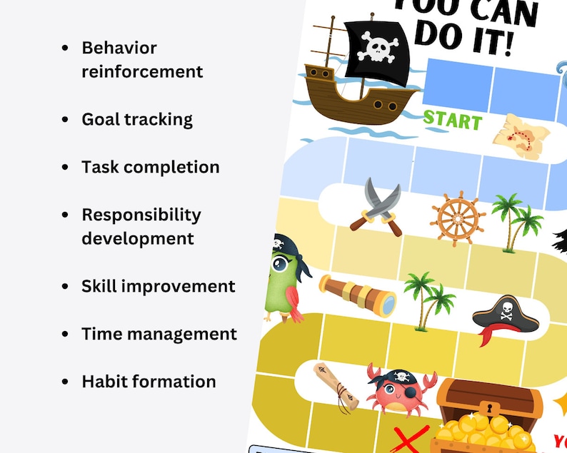 Pirate Reward Chart: Kids Potty Training, Responsibility Tracker (PDF ...
