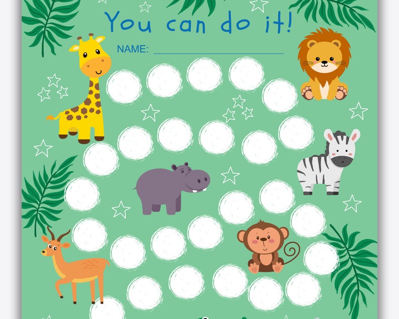 Safari Animal Reward Chart: Potty Training, Classroom Behavior ...