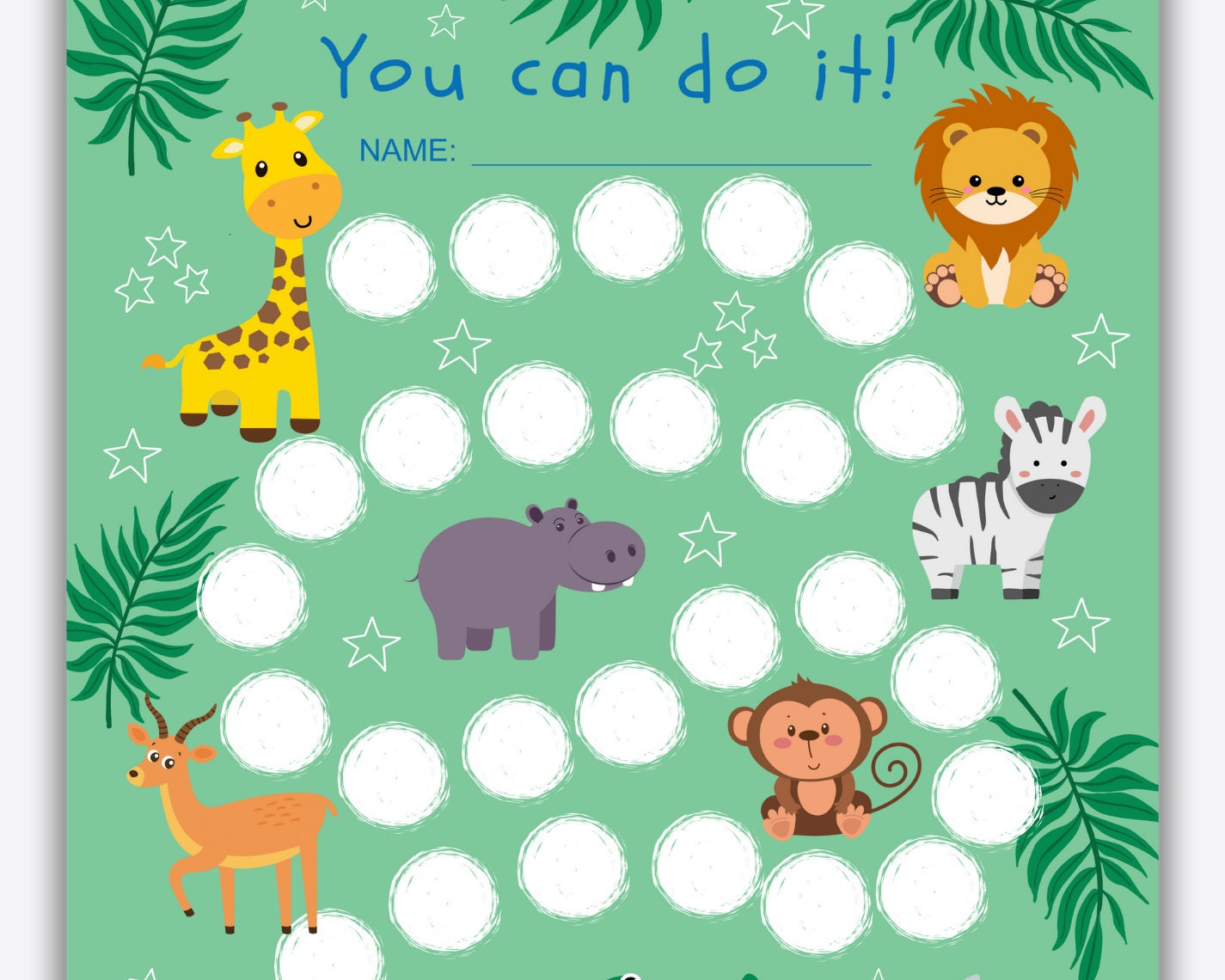 Printable Reward Chart, Safari Reward Chart, Animal Sticker Chart ...