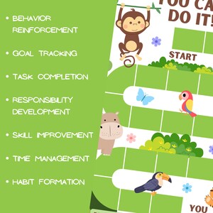 Printable Reward Chart, Jungle Reward Chart, Zoo Sticker Chart, Monkey ...