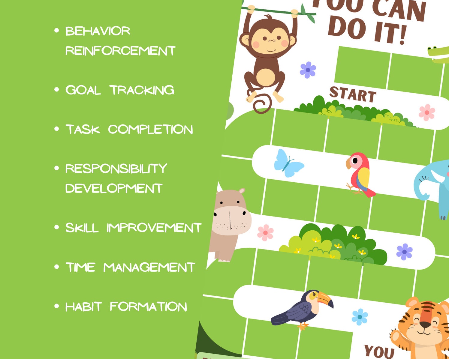 Printable Reward Chart, Jungle Reward Chart, Zoo Sticker Chart, Monkey ...