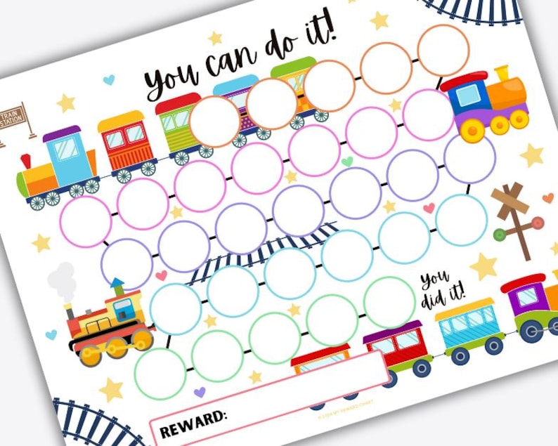 Train Reward Chart, Train Sticker Chart, Reward Chart Kids, Behavior ...