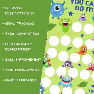 Monster Reward Chart Printable, Sticker Chart, Potty Training, Behavior ...