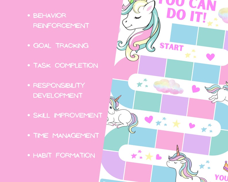 Unicorn Rainbow Reward Chart for Kids, Kids Reward Chart, Cute Unicorn ...