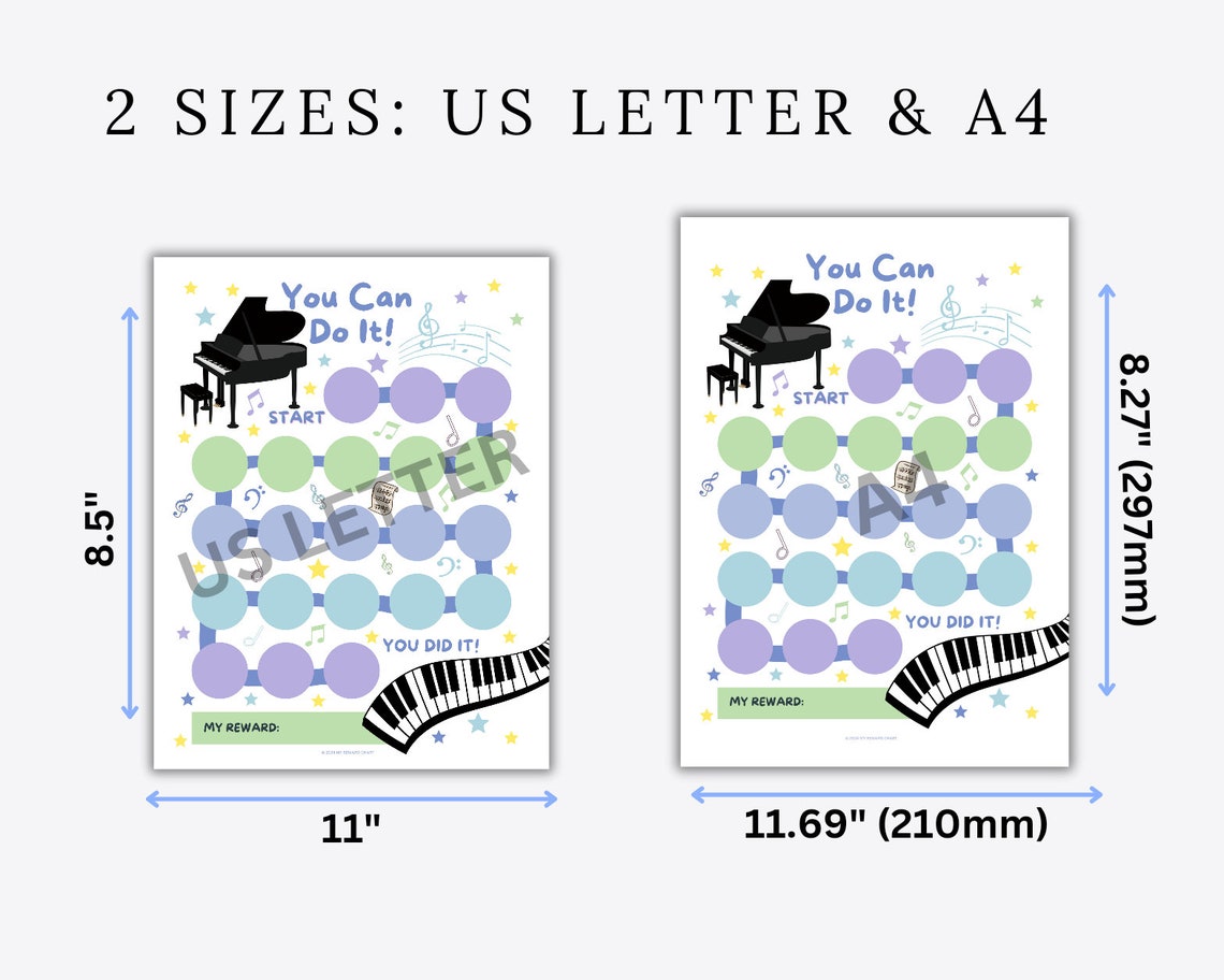 Printable Piano Practice Reward Chart: Kids Music Sticker Chart (PDF ...