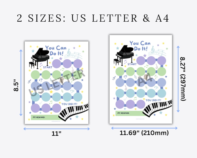 Printable Piano Practice Reward Chart: Kids Music Sticker Chart (PDF ...