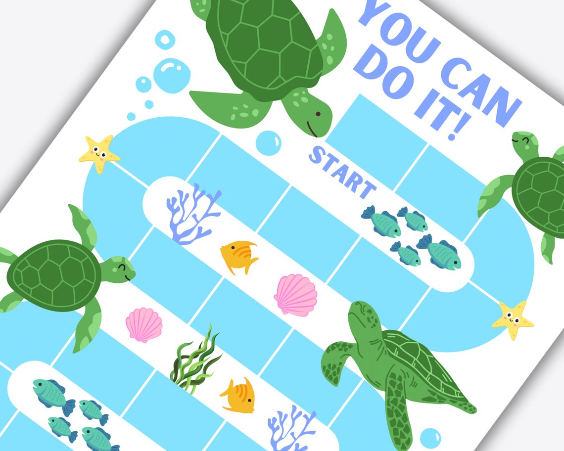 Sea Turtle Reward Chart: Kids Potty Training, Classroom Incentive (PDF ...