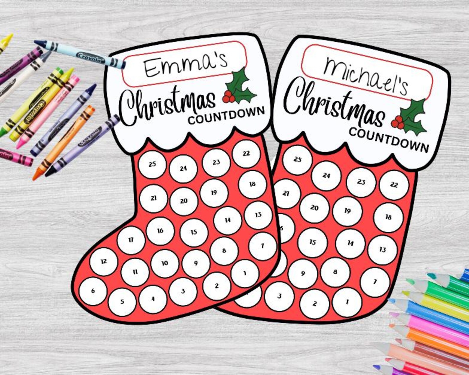 Printable Christmas Countdown Stocking: Reward Chart (PDF) - Etsy