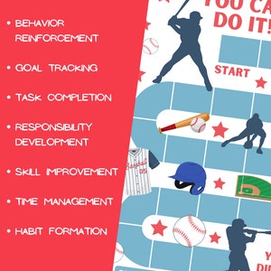 Printable Sports Reward Chart for Kids, Baseball Reward Chart, Boys ...