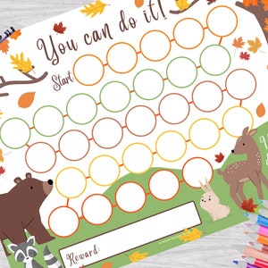 Printable Fall Reward Chart for Kids: Woodland Animals (PDF) - Etsy