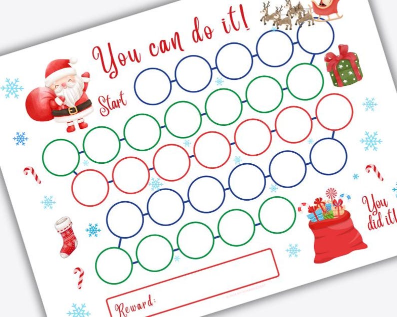 Christmas Reward Chart Printable: Santa Sticker Chart (PDF) - Etsy