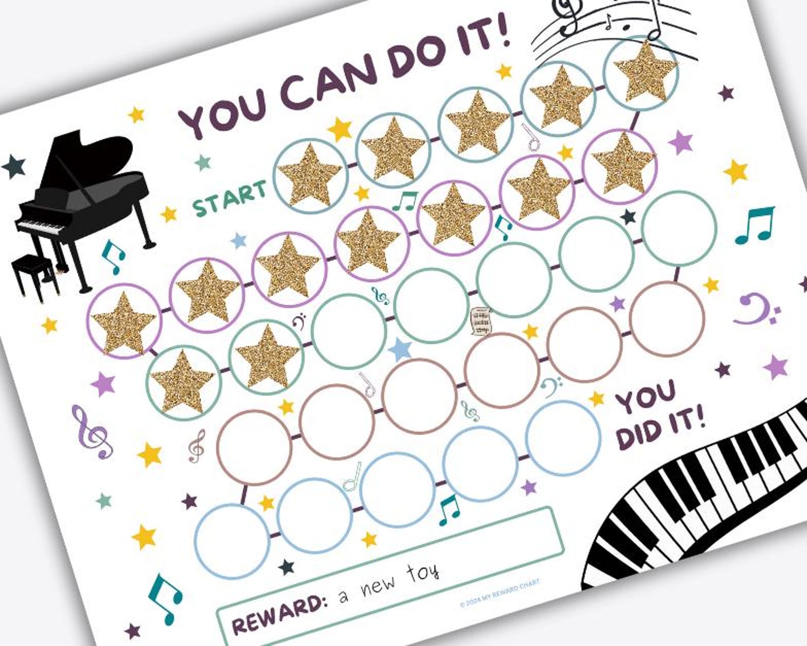 Printable Piano Practice Reward Chart (PDF, PNG, JPG) - Etsy