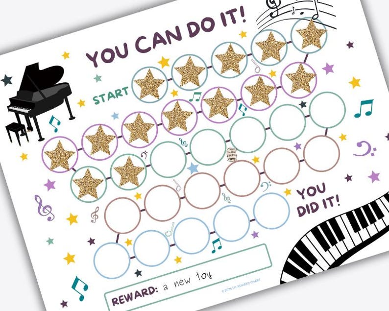 Printable Piano Practice Reward Chart (PDF, PNG, JPG) - Etsy