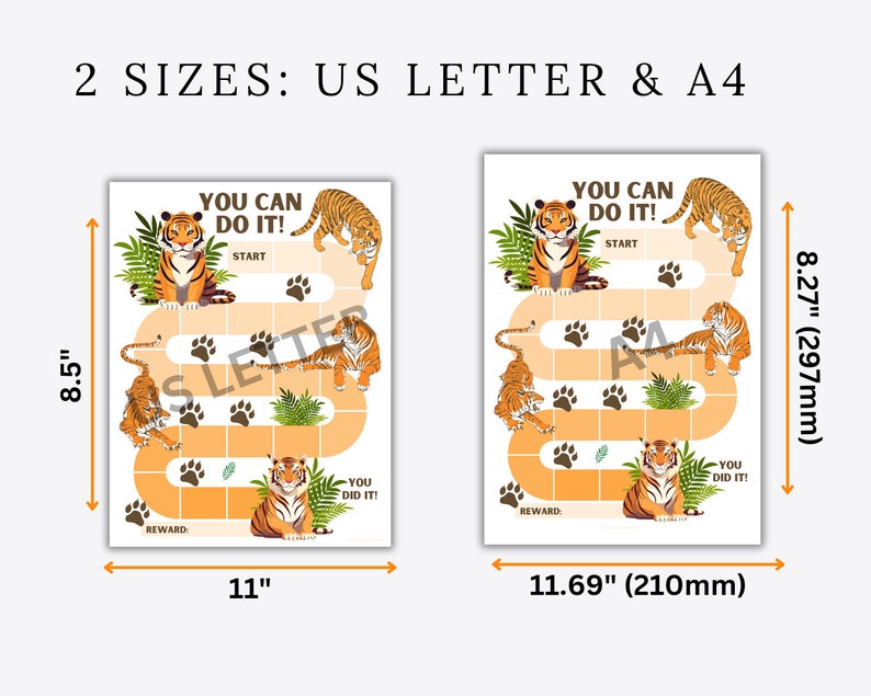 Printable Tiger Reward Chart: Kids Potty Training, Behavior Tracker ...