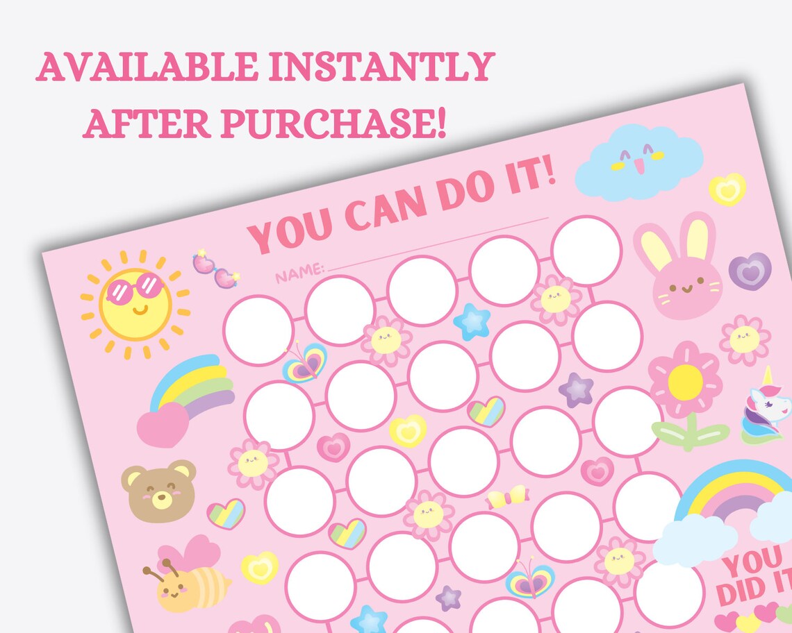 Printable Potty Training Reward Chart for Girls - Etsy