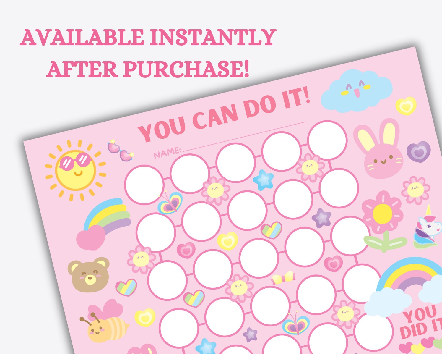 Printable Potty Training Chart for Girls, Kids Reward Chart, Pink ...