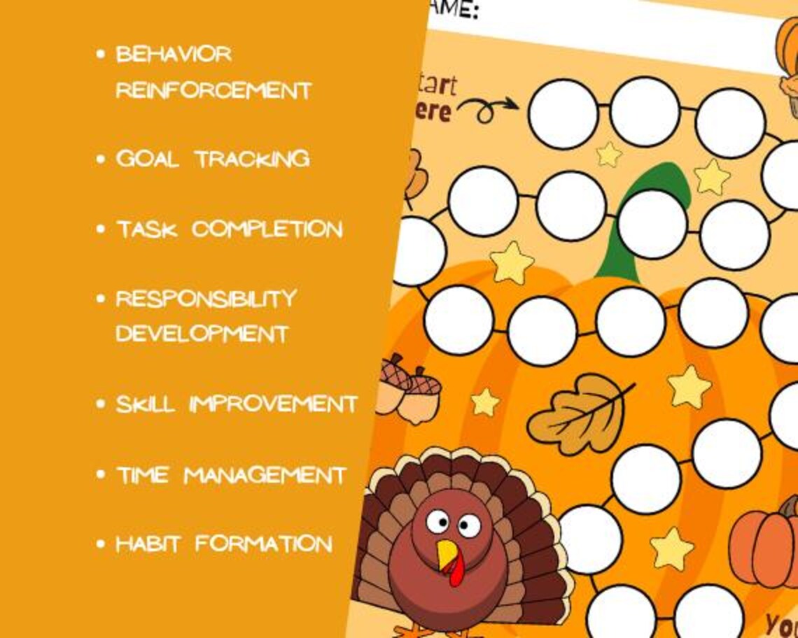 Fall Turkey Reward Chart: Thanksgiving Potty Training (printable) - Etsy