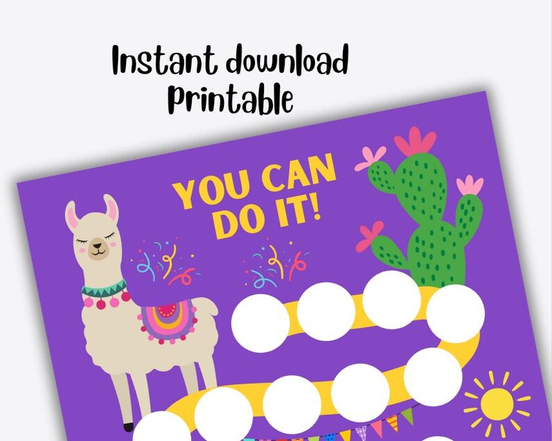 Llama Reward Chart for Kids: Potty Training, Behavior (PDF, JPG, PNG ...