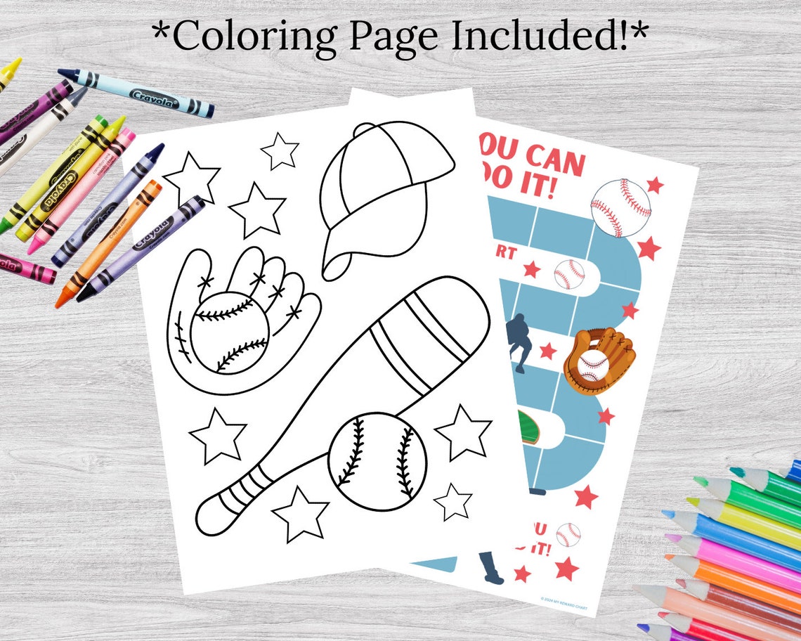 Printable Sports Reward Chart for Kids, Baseball Reward Chart, Boys ...