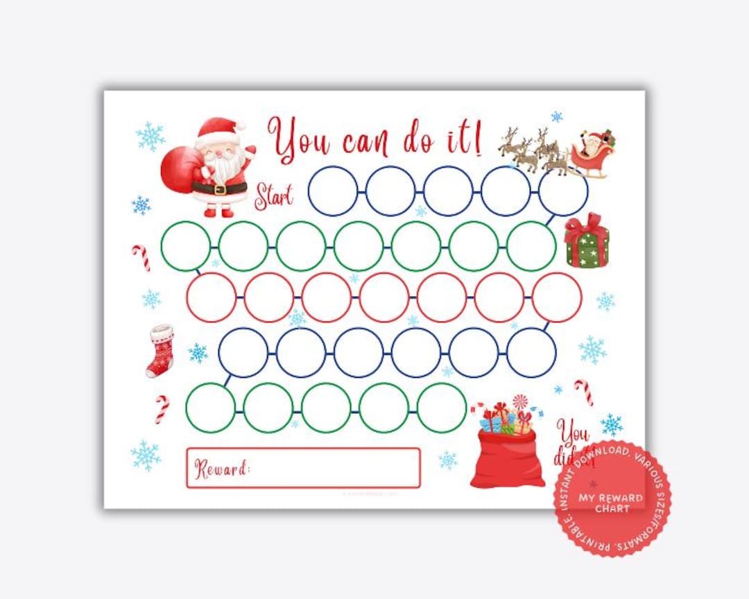 Christmas Reward Chart Printable, Kids Reward Chart, Christmas Sticker ...