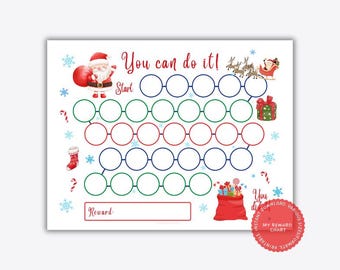Printable Christmas Countdown Stocking, Kids Reward Chart, Sticker ...