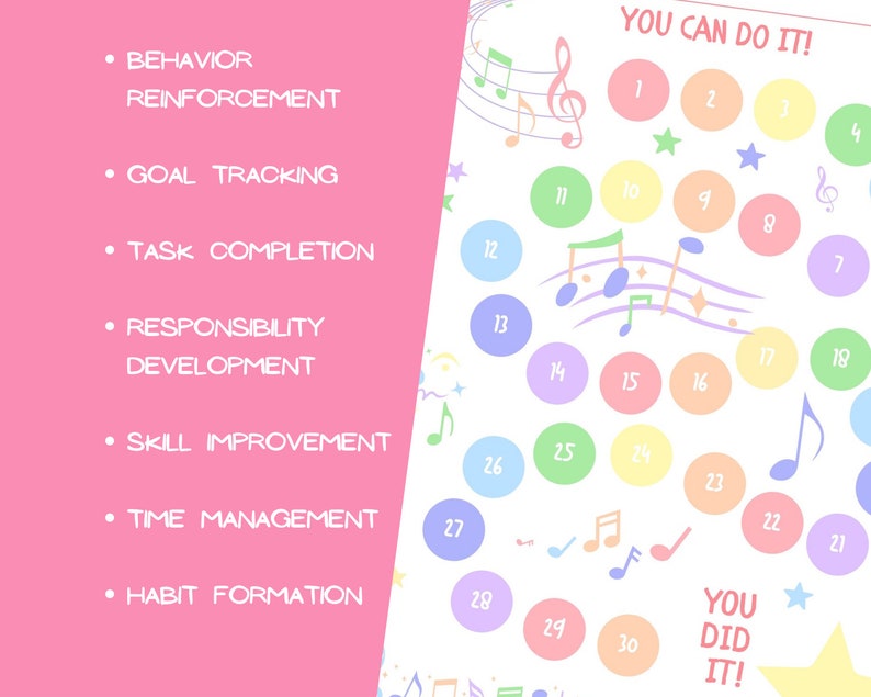 Printable Rainbow Music Practice Reward Chart (PDF, PNG, JPG) - Etsy