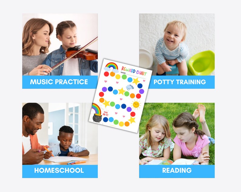 Reward Chart Printable, Rainbow Reward Chart, Potty Training Chart ...