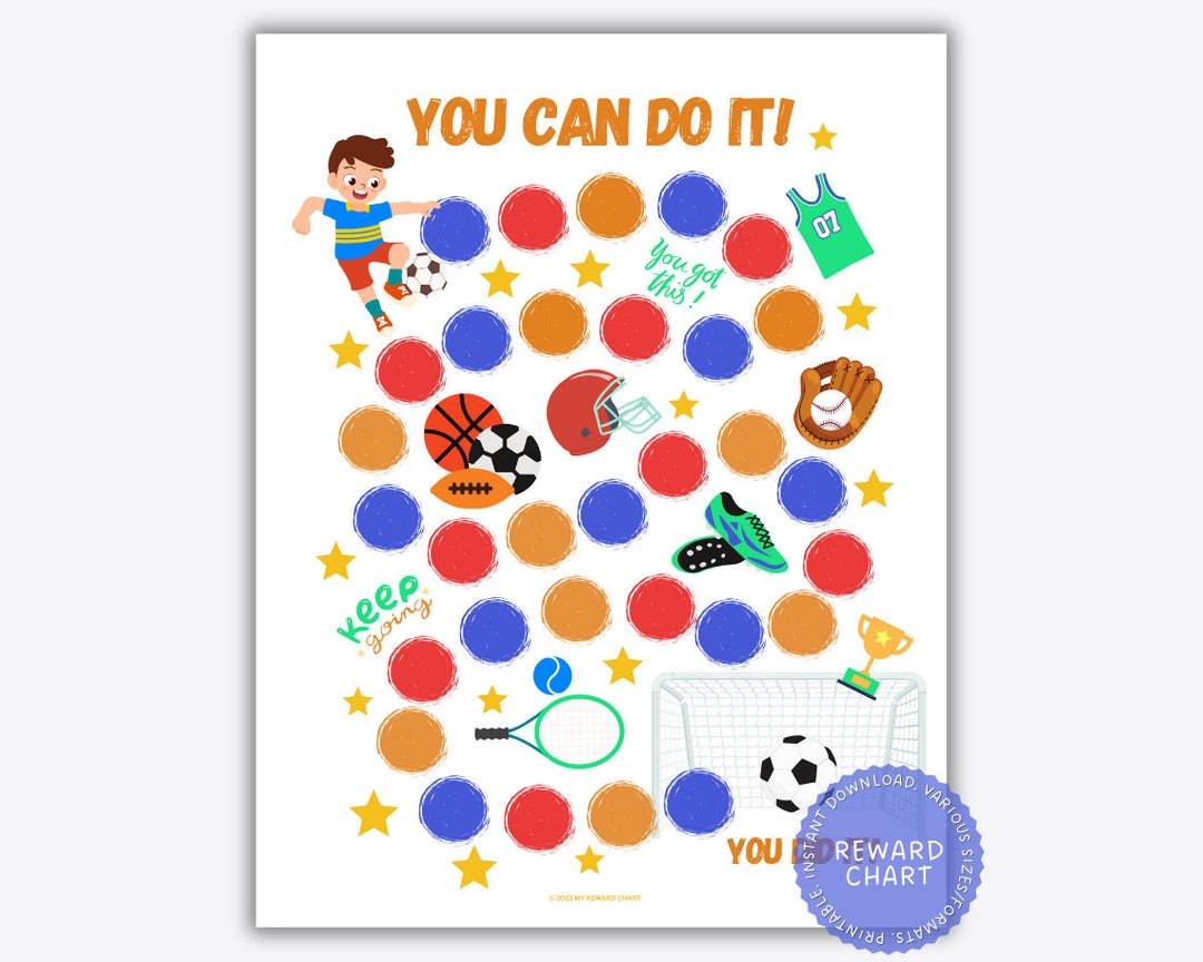 Printable Sports Reward Chart for Kids, Soccer Reward Chart, Soccer ...
