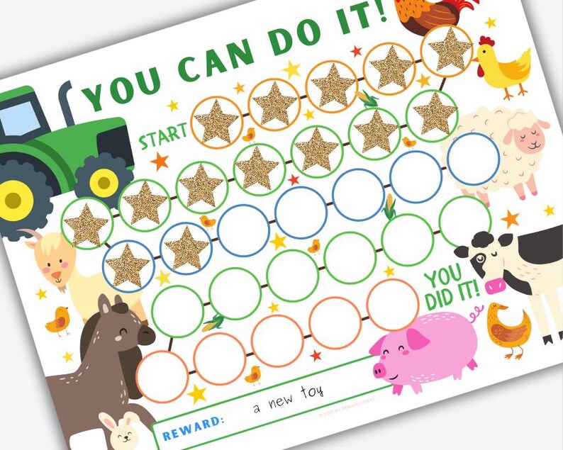 Farm Animal Reward Chart: Kids Printable Behavior Tracker (PDF) - Etsy