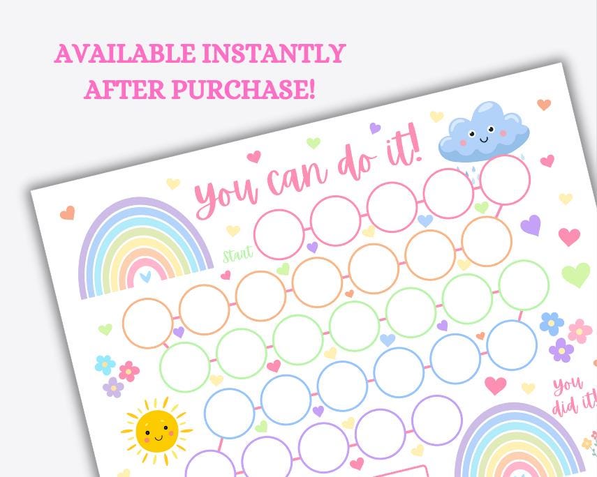 Rainbow Reward Chart Bundle, Printable Sticker Chart, Incentive Chart ...
