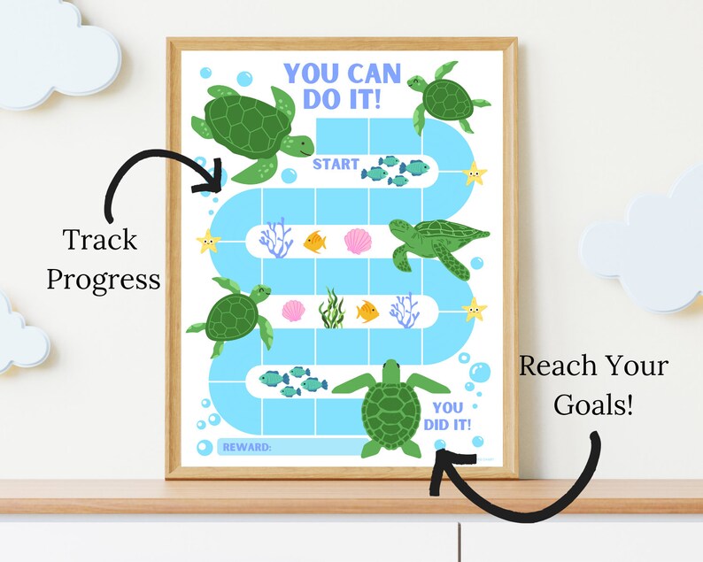 Sea Turtle Reward Chart: Kids Potty Training, Classroom Incentive (PDF ...