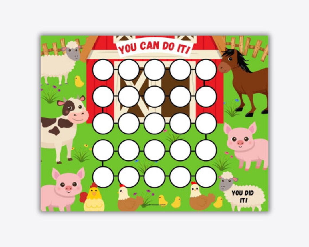 Printable Farm Animal Potty Training Chart for Toddlers - Etsy