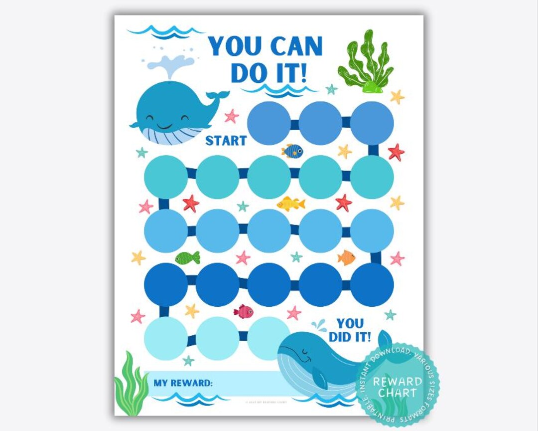 Whale Reward Chart: Under the Sea Toddler Habit Tracker (PDF, PNG, JPG ...