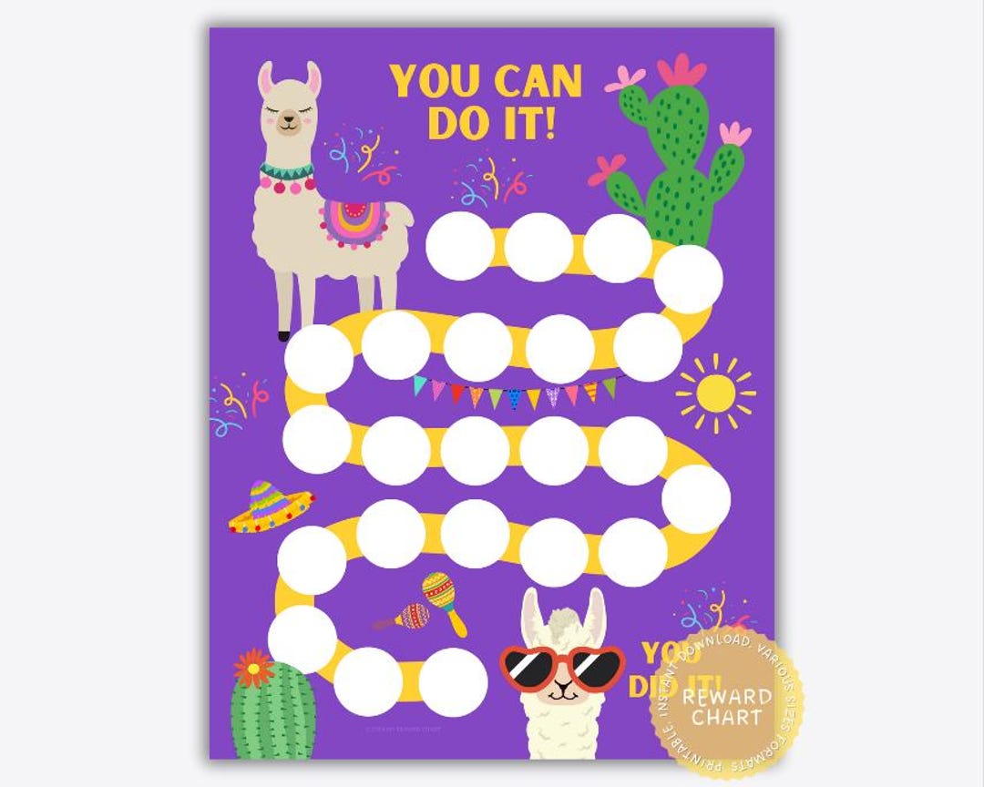 Llama Sticker Chart, Reward Chart for Kids, Behavior Chart Preschool ...