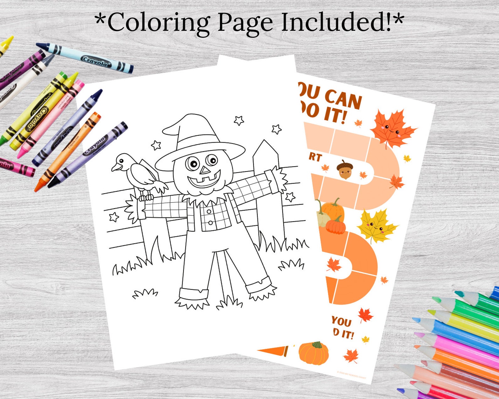 Fall Kids Reward Chart: Autumn Scarecrow, Pumpkins (PDF, JPG, PNG) - Etsy