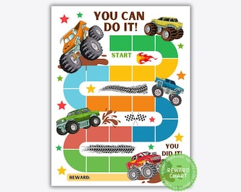 Monster Truck Reward Chart: Potty Training, Behavior Incentive, Habit ...