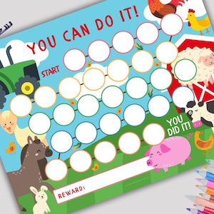 Farm Animal Reward Chart for Children, Tractor Sticker Chart, Potty ...