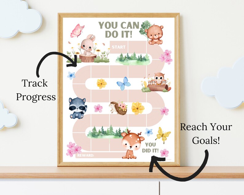 Spring Reward Chart, Kids Reward Chart Printable, Woodland Theme, Potty ...