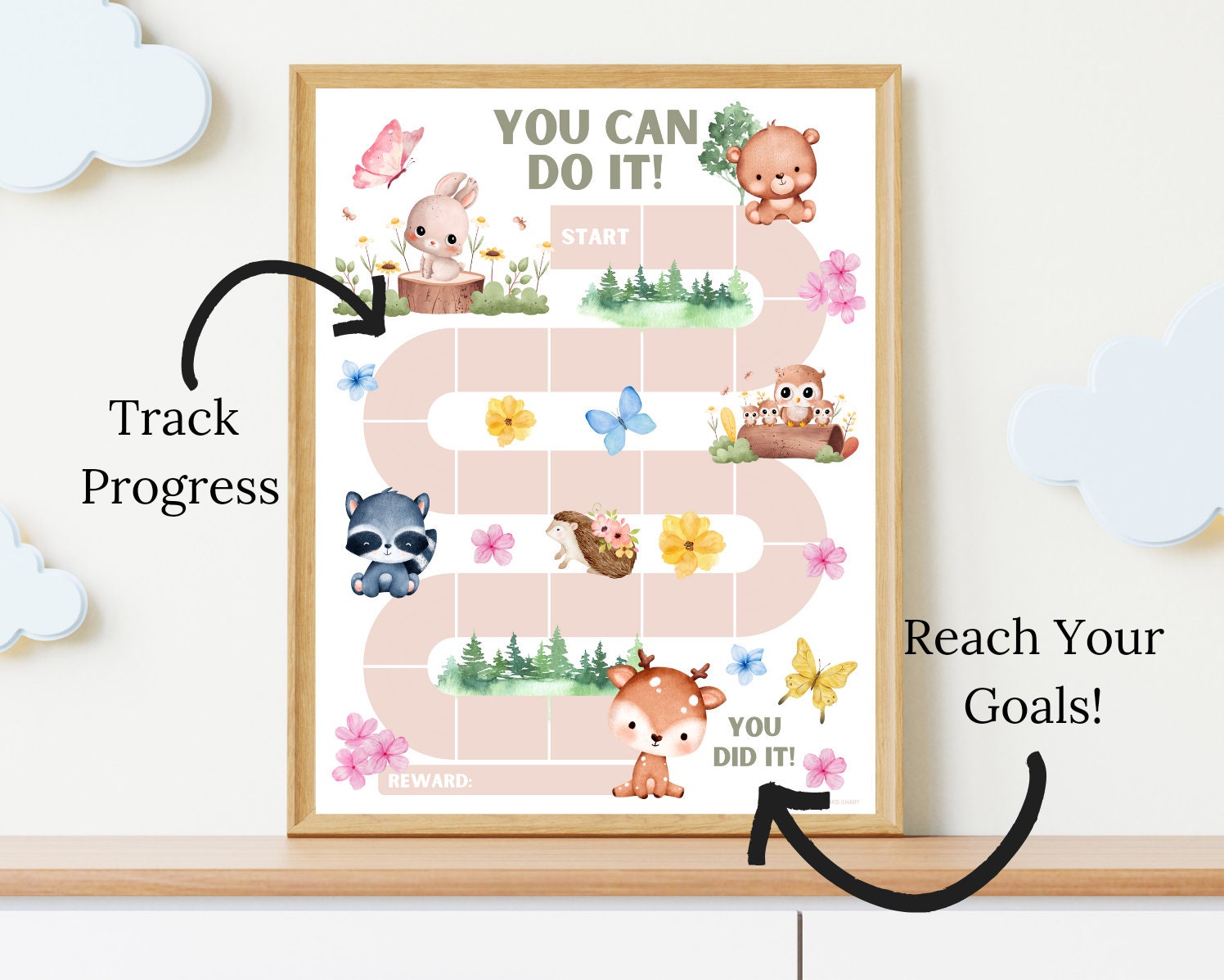 Spring Reward Chart, Kids Reward Chart Printable, Woodland Theme, Potty ...