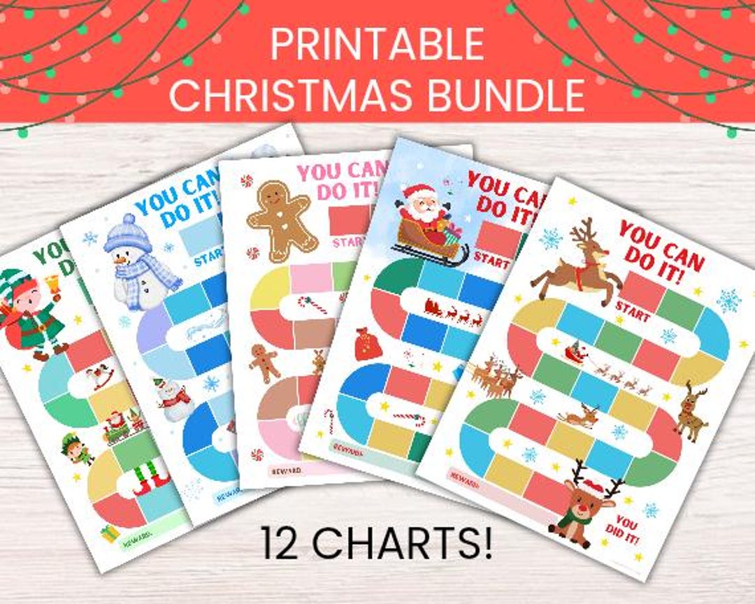 Christmas Reward Chart Bundle, Holiday Kids Sticker Chart Printable ...