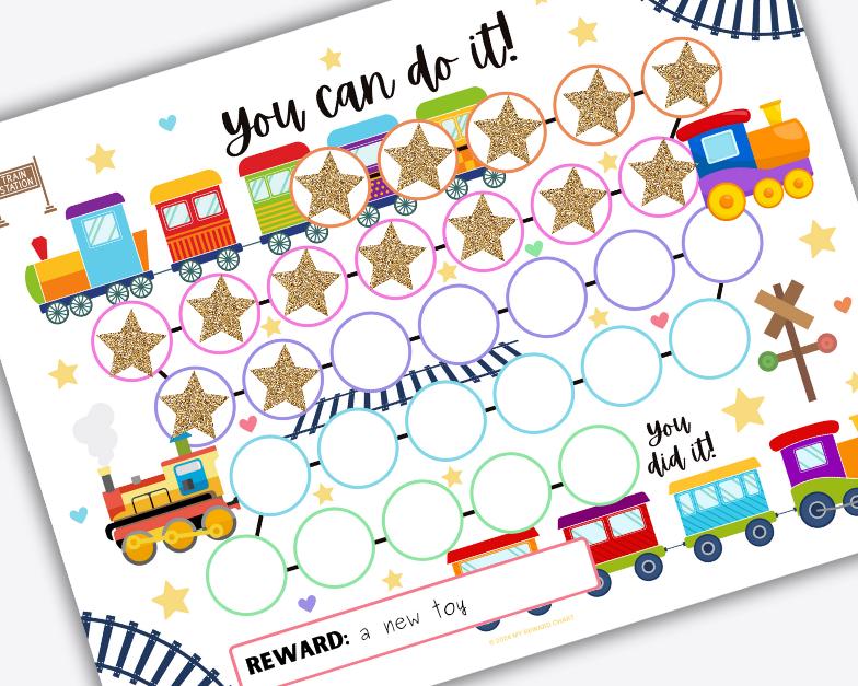 Train Reward Chart, Train Sticker Chart, Reward Chart Kids, Behavior ...