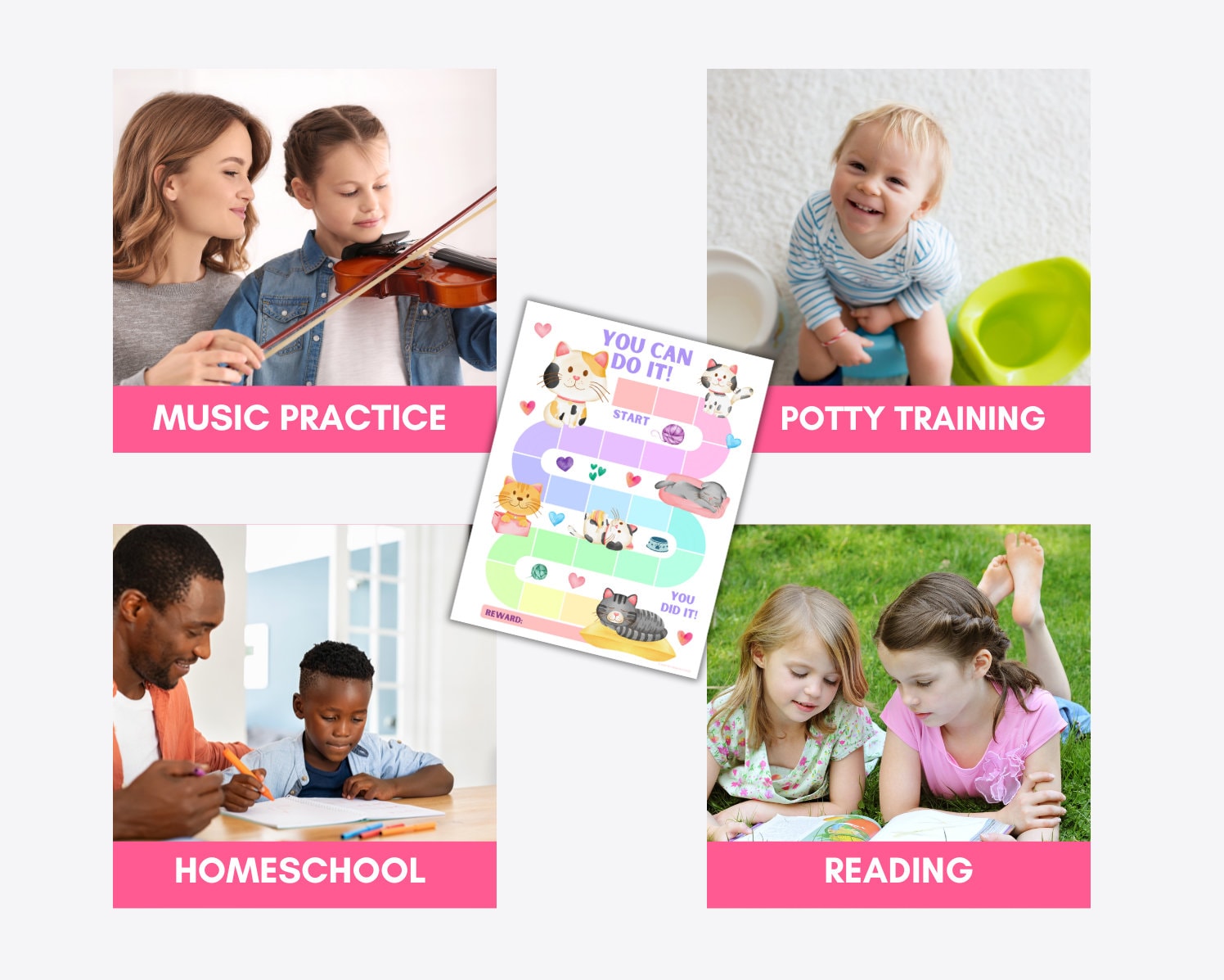 Printable Cat Reward Chart, Potty Training Chart, Kids Reward Chart ...