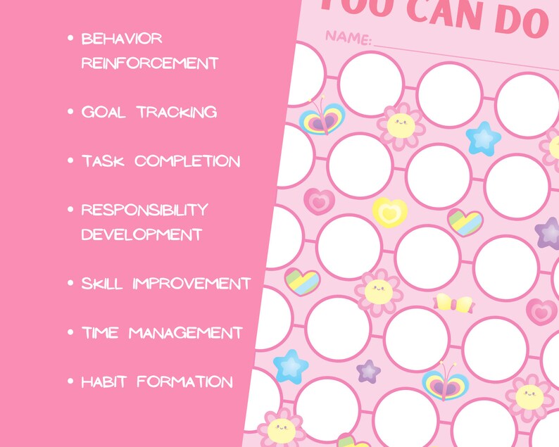 Printable Potty Training Chart for Girls, Kids Reward Chart, Pink ...