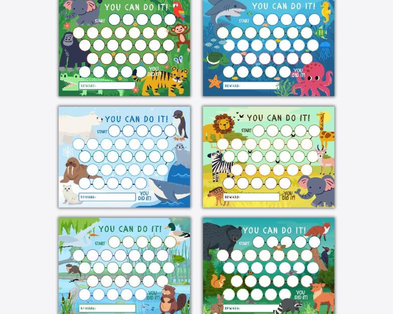 Animal Reward Charts Bundle: Habit Tracker, Classroom Printable (PDF ...