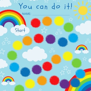 Rainbow Reward Chart Printable, Rainbow Potty Training Chart, Behavior ...