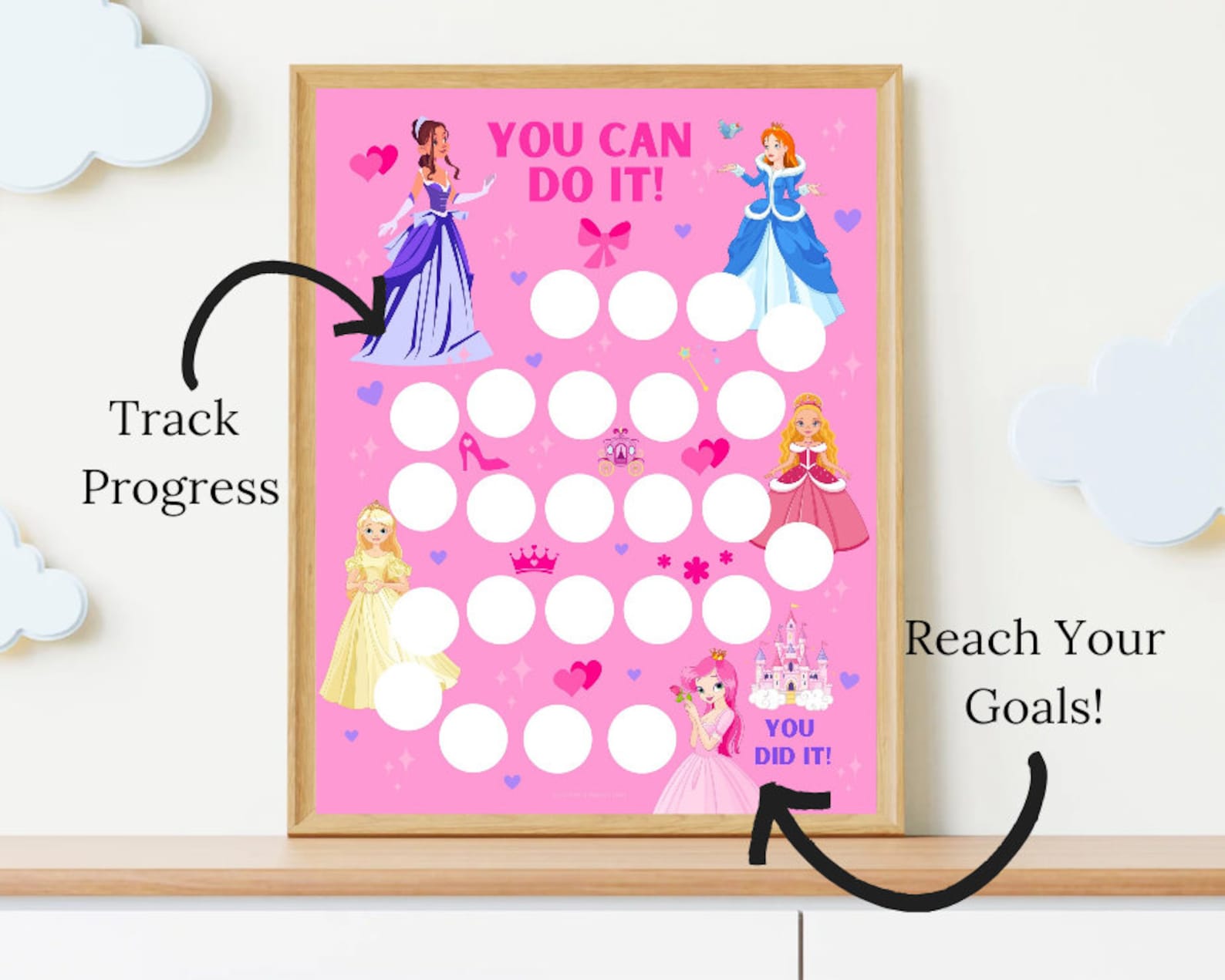 Princess Sticker Chart Printable, Kids Reward Chart, Behaviour Chart ...