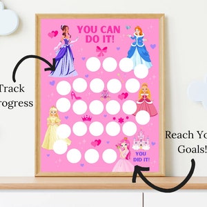 Princess Sticker Chart Printable, Kids Reward Chart, Behaviour Chart ...