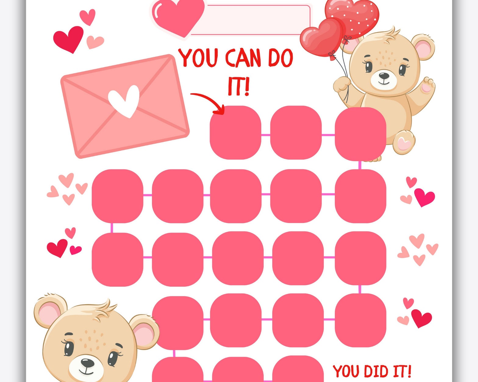 Valentine Reward Chart, Printable Potty Training Chart, Printable ...